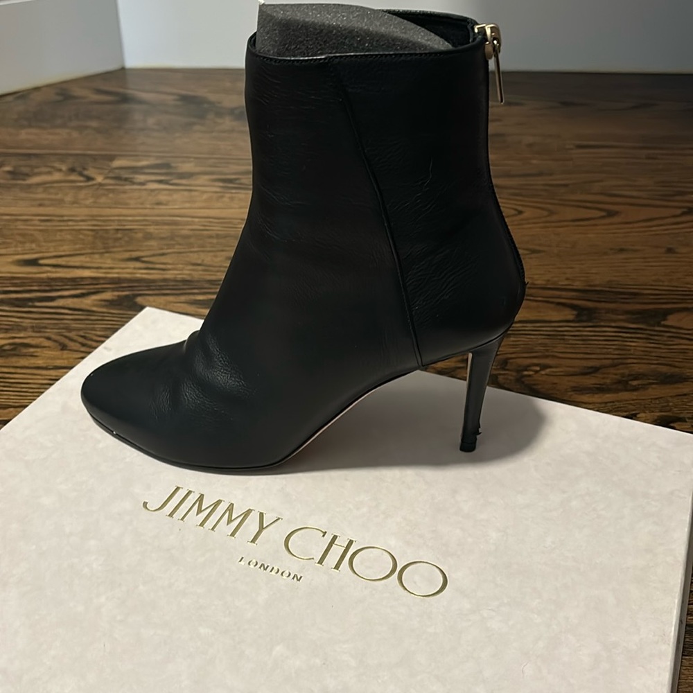 Jimmy Choo Black Leather Booties - Gem